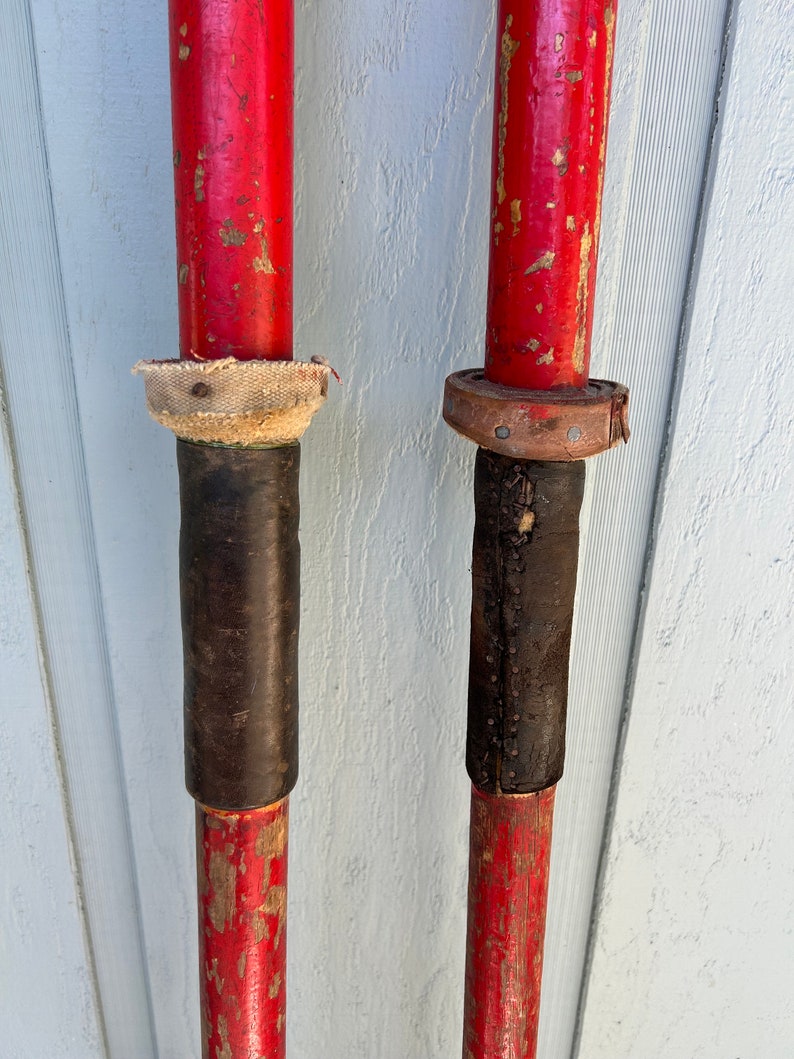Vintage Pair Wooden Boat Oars Distressed Red Paint - Etsy