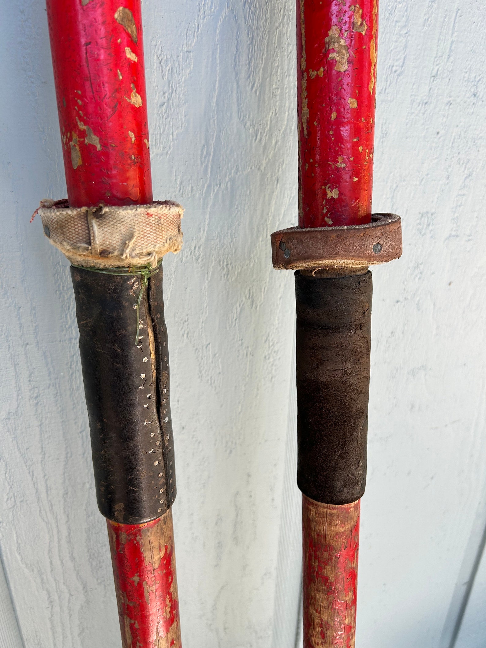 Vintage Pair Wooden Boat Oars Distressed Red Paint - Etsy