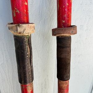 Vintage Pair Wooden Boat Oars Distressed Red Paint - Etsy