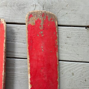 Vintage Pair Wooden Boat Oars Distressed Red Paint - Etsy