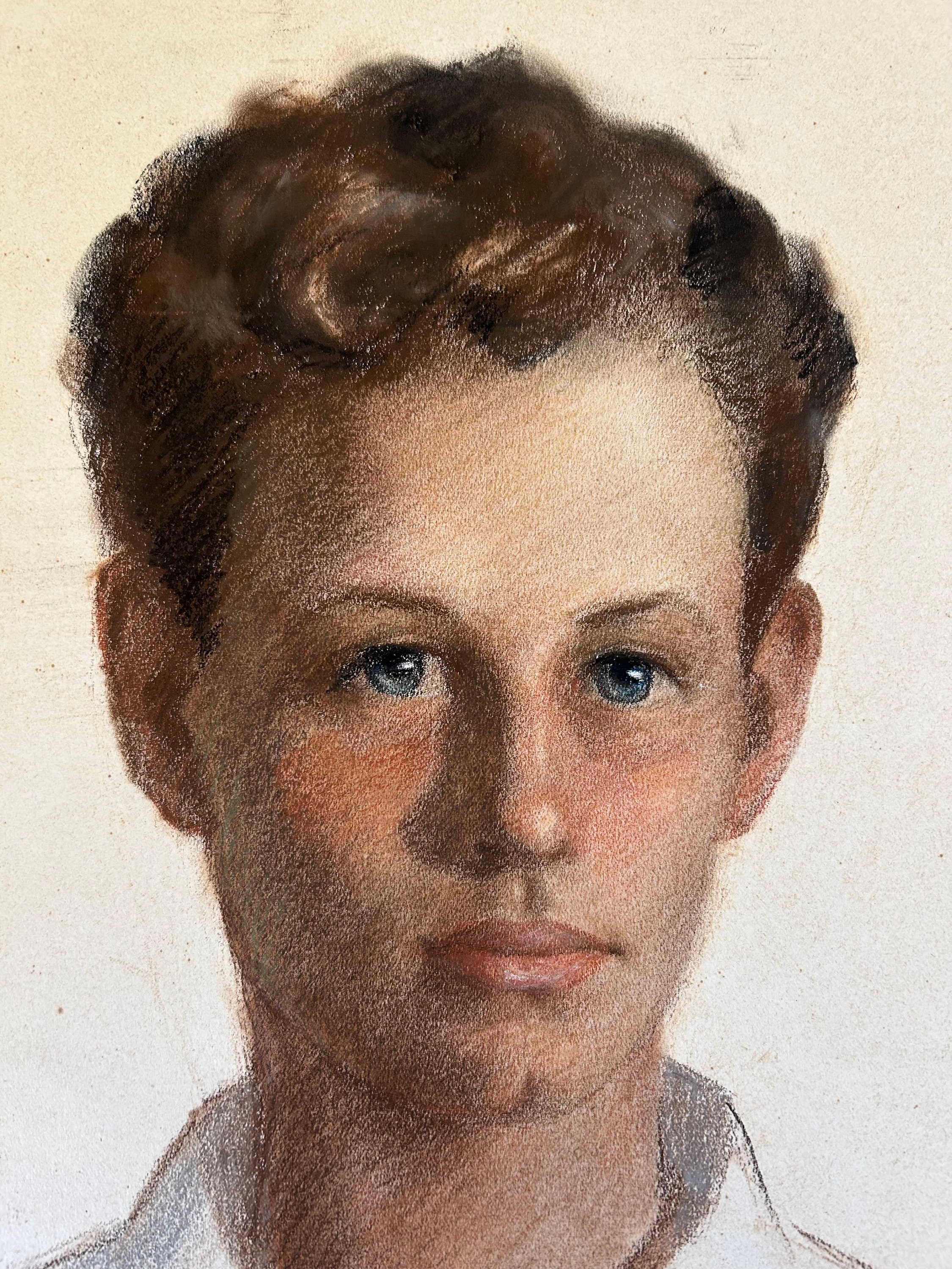 Royden Martin Oil Pastel Portrait of a Young Man Mid Century - Etsy