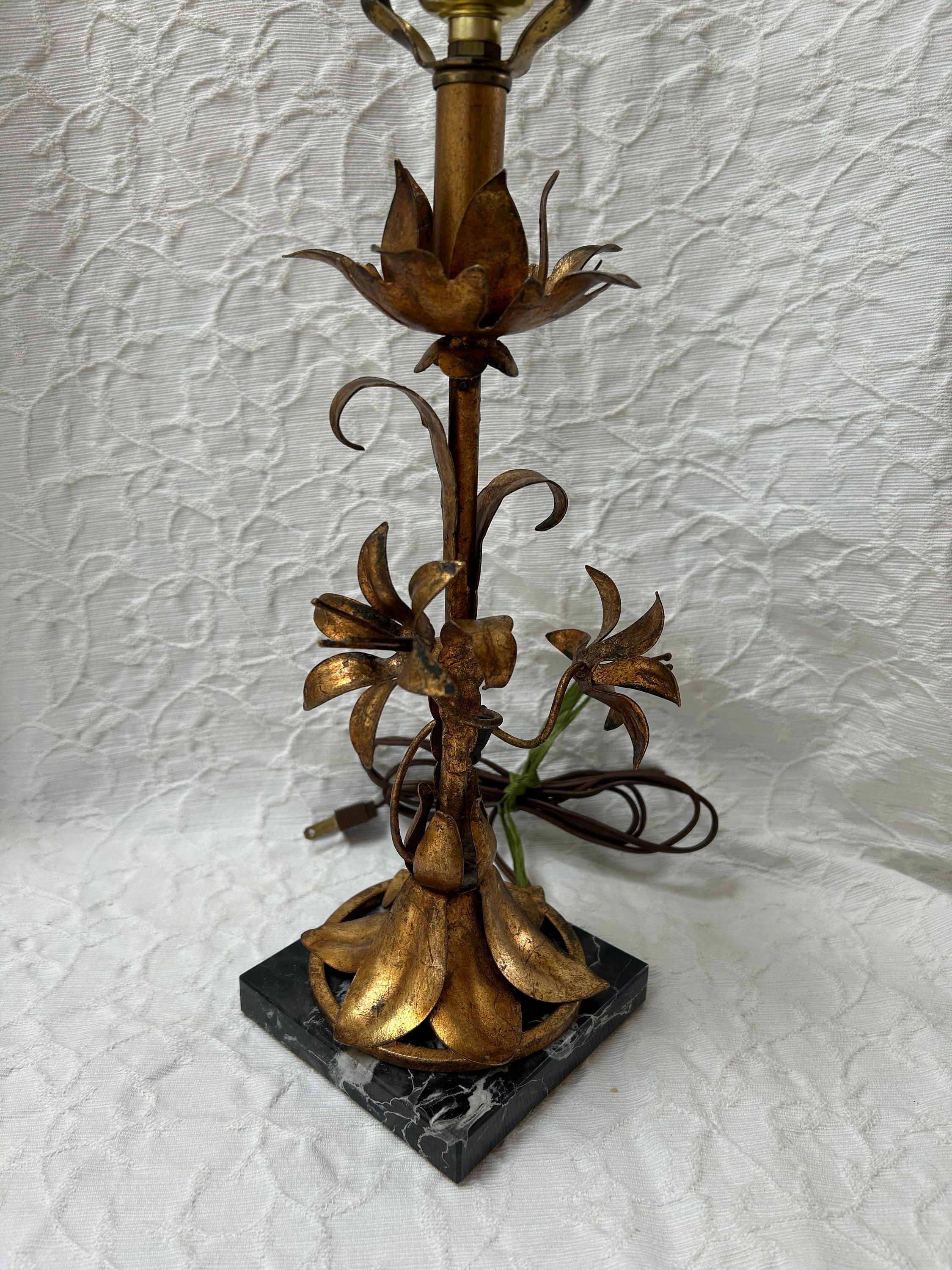 Vintage Italian Tole Lamp Mid Century Gold Black - Etsy