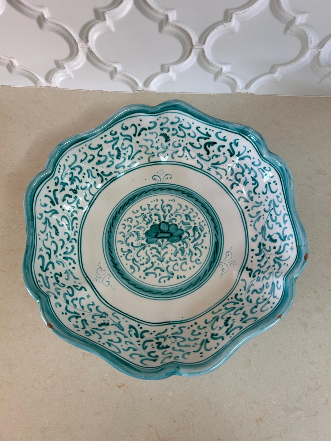 Rare Large Vintage Deruta Bowl Turquoise on White - Etsy