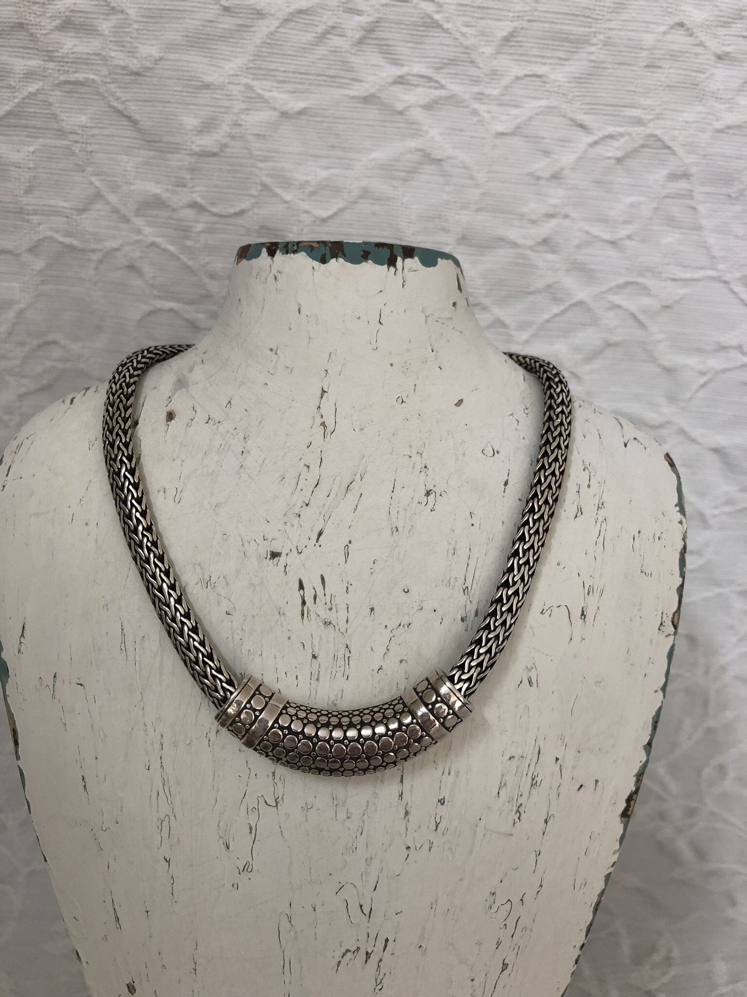 Vintage John Hardy Dot Necklace and Slide Enhancer Sterling Vintage John Hardy Dot Necklace and Slide Enhancer Sterling