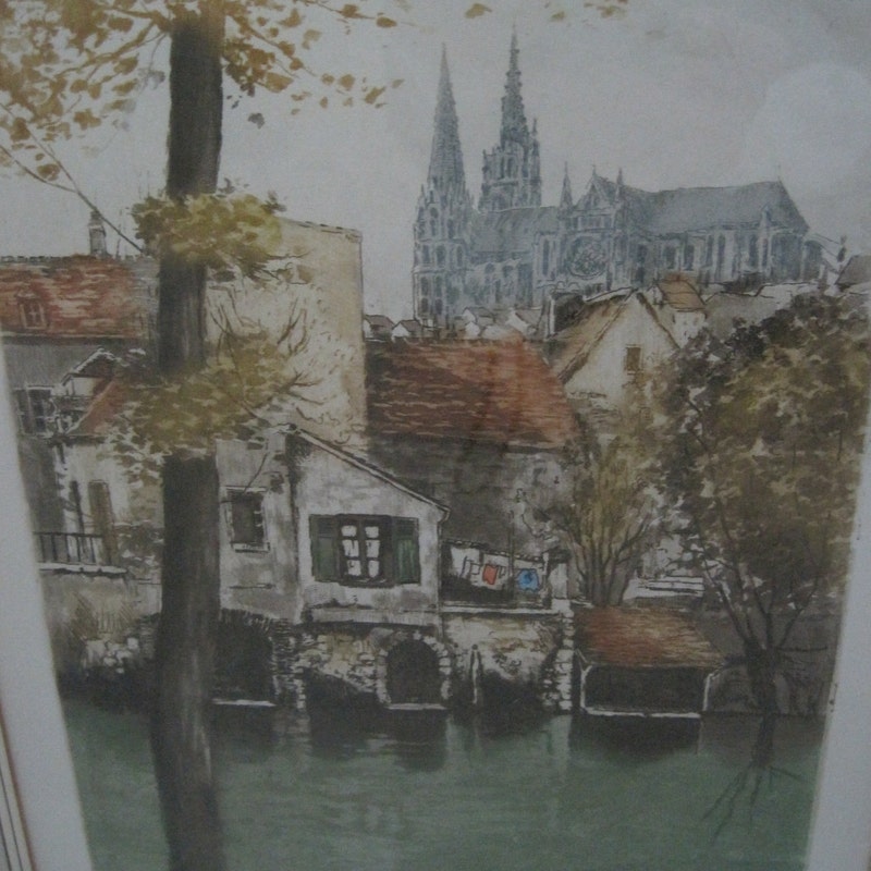 Hand Colored Etching - Etsy