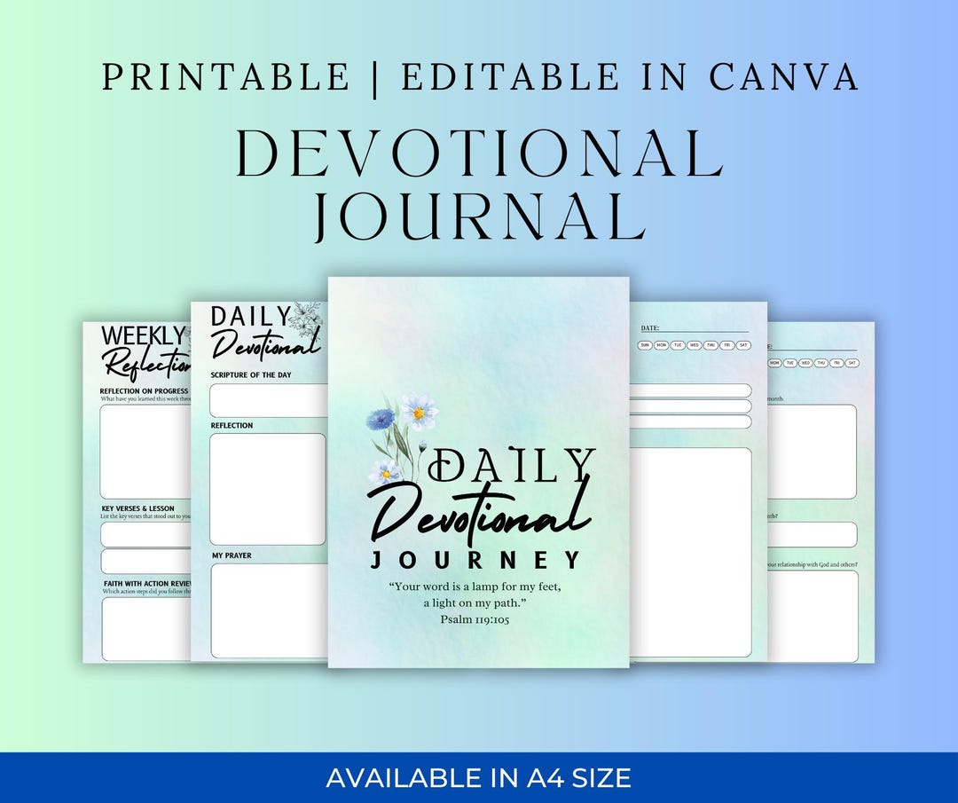 Daily Devotional Journal Printable Bible Study & Reflection Guide ...