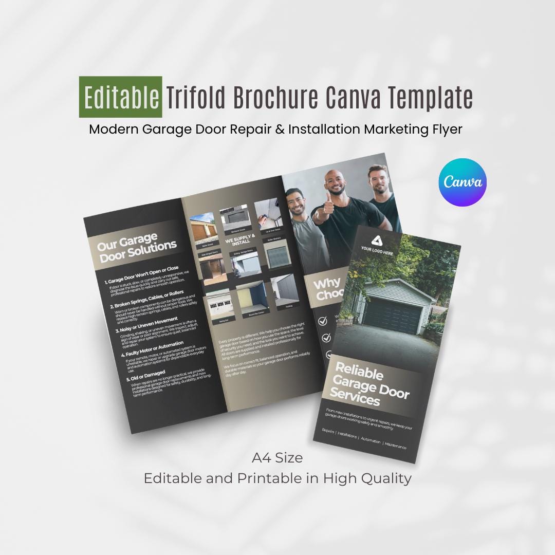Trifold Brochure for Garage Door Services Garage Door Installation and ...