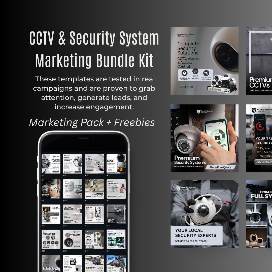 CCTV & Security System Canva Templates | Editable Social Media ...