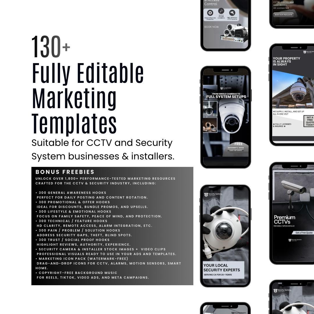 CCTV Security System Installers Canva Templates: Social Media Marketing ...
