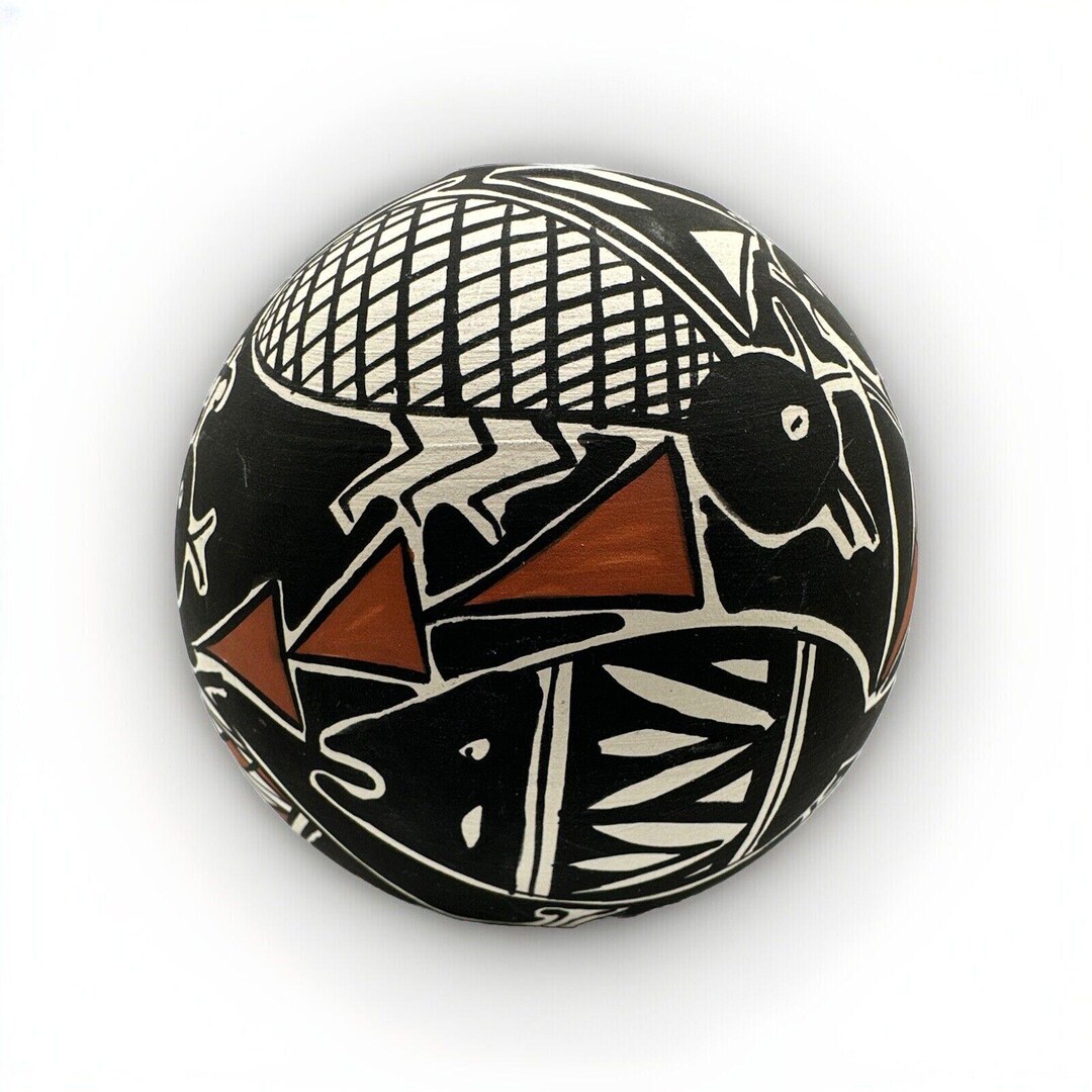 Acoma Pueblo Pottery Hand Painted Seed Pot by Myra Lukee 3.5” Geometric ...