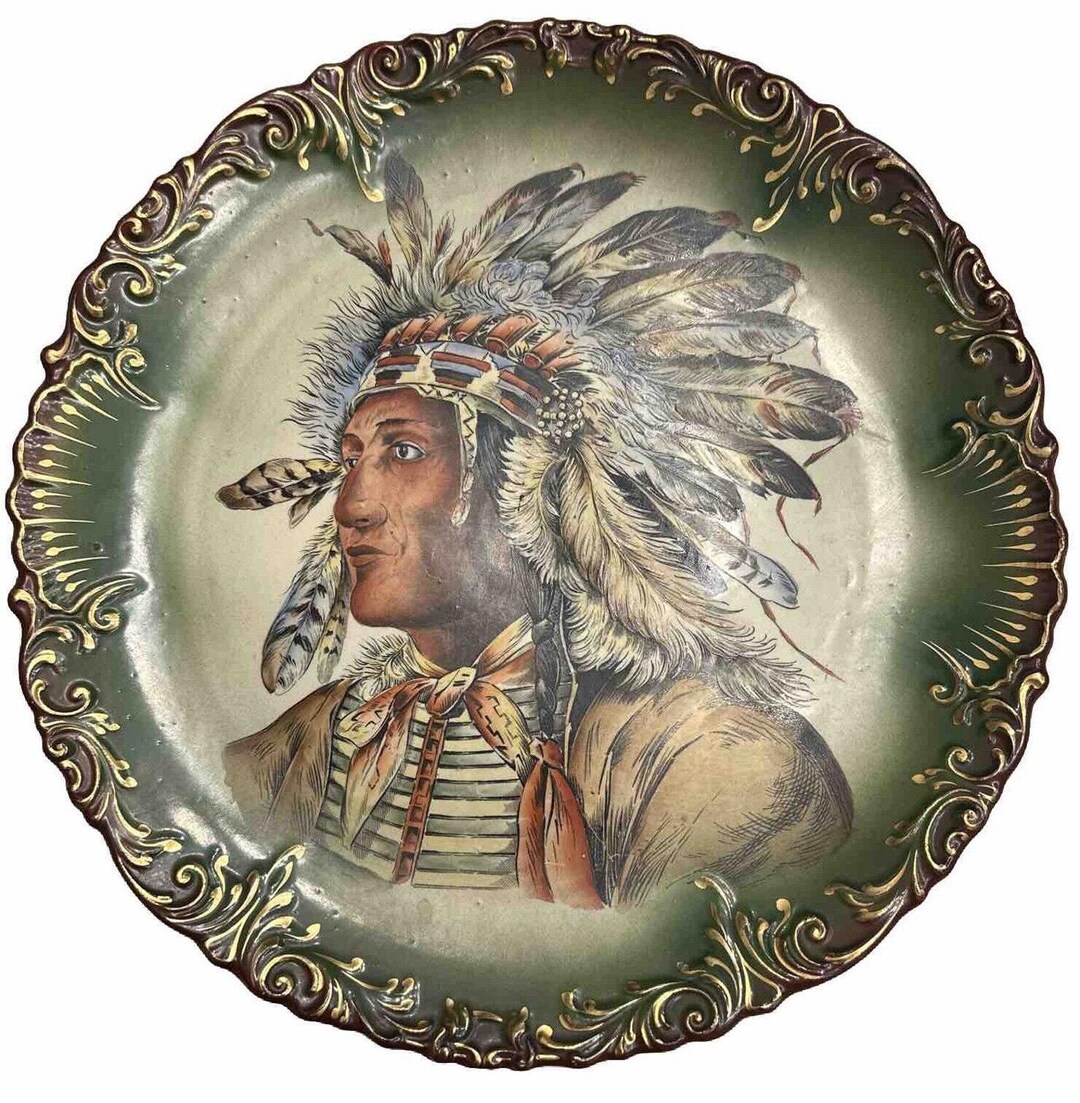 Rare 13” Haynes Baltimore Indian Chief Antique Wall Hanging Plate ...