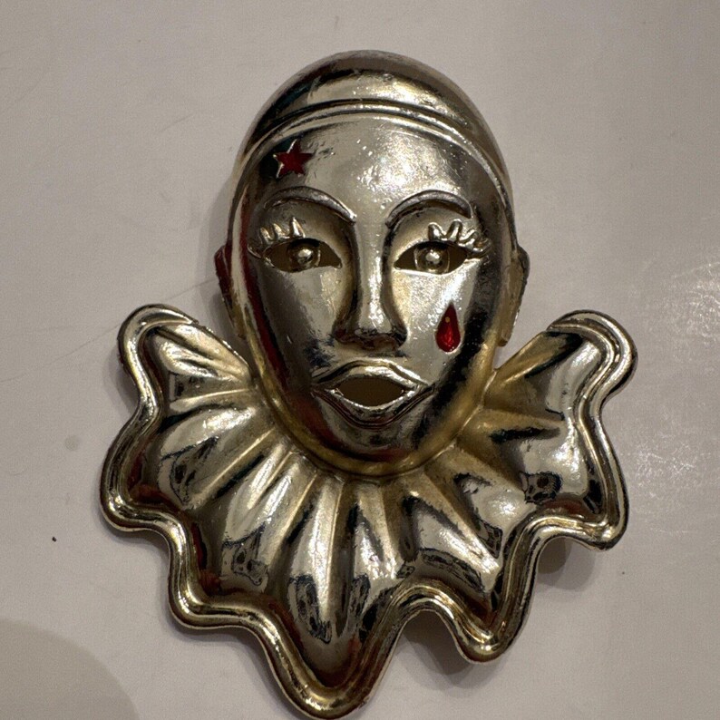 Vintage Gold Tone Pierrot Clown Face Year Drop Brooch Pin - Etsy