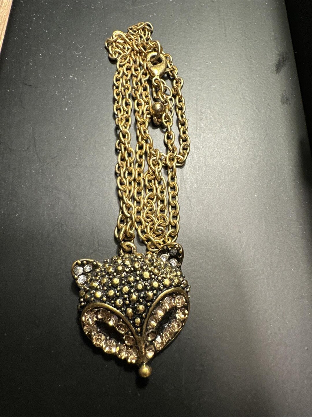 Gold Tone Fox Pendant and Chain Rhinestones 18 Inches - Etsy