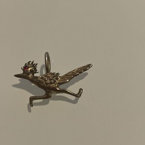 Vintage Sterling Silver Road Runner Pendant With Red Rhinestone Eye - Etsy