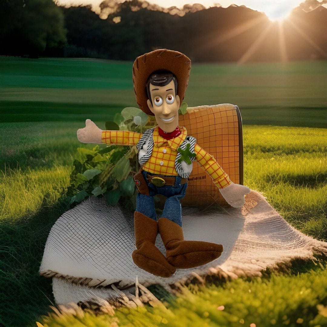 Toy Story Floppy 12" Woody Plush Doll With Plastic Head Hat Attached - Etsy