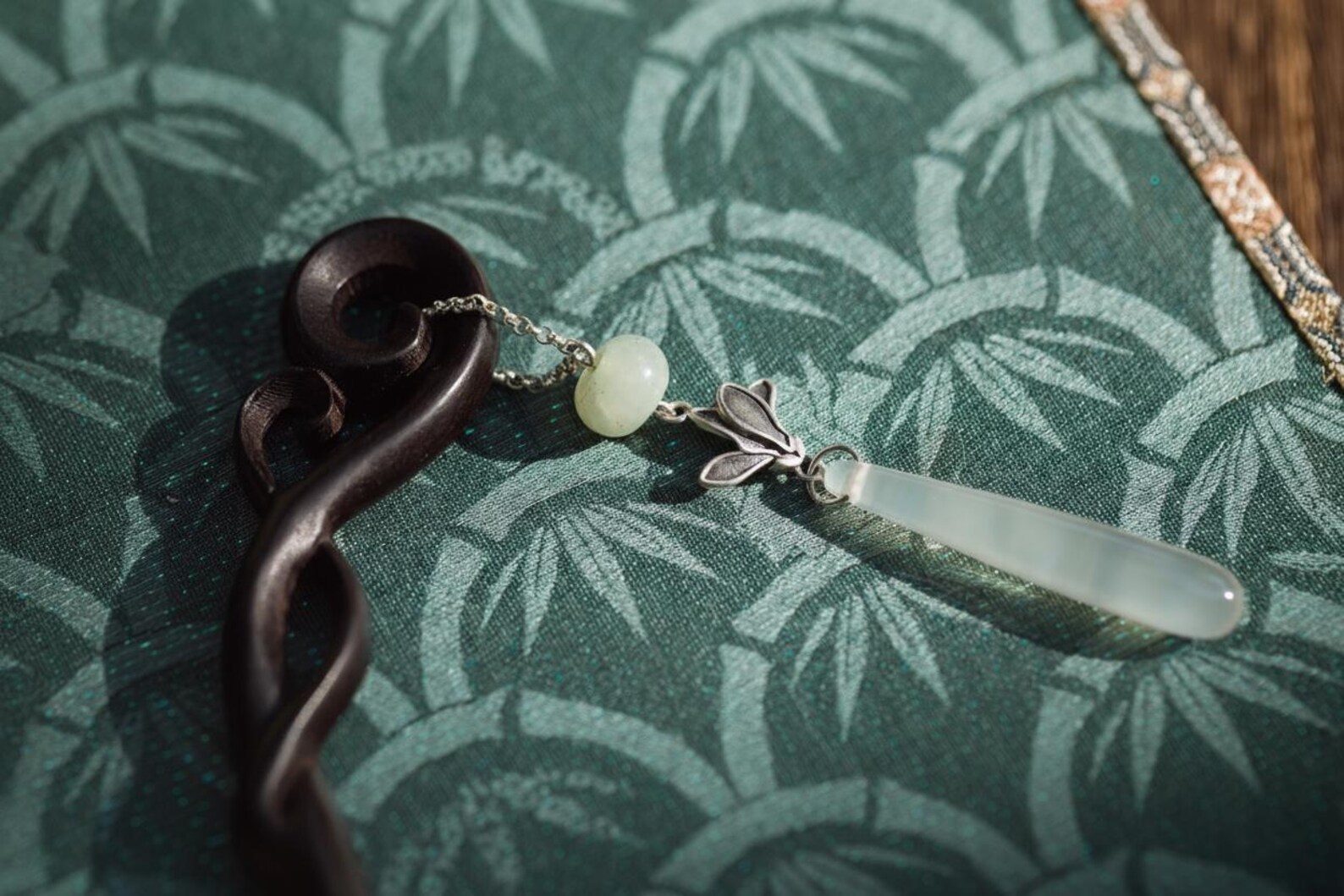 Ethereal Jade Hair Stick, Tassel Hair Pin, Hand-carved Wood Jewelry - Etsy