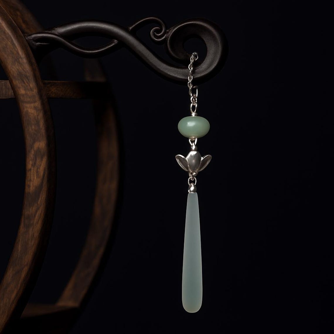 Ethereal Jade Hair Stick, Tassel Hair Pin, Hand-carved Wood Jewelry - Etsy