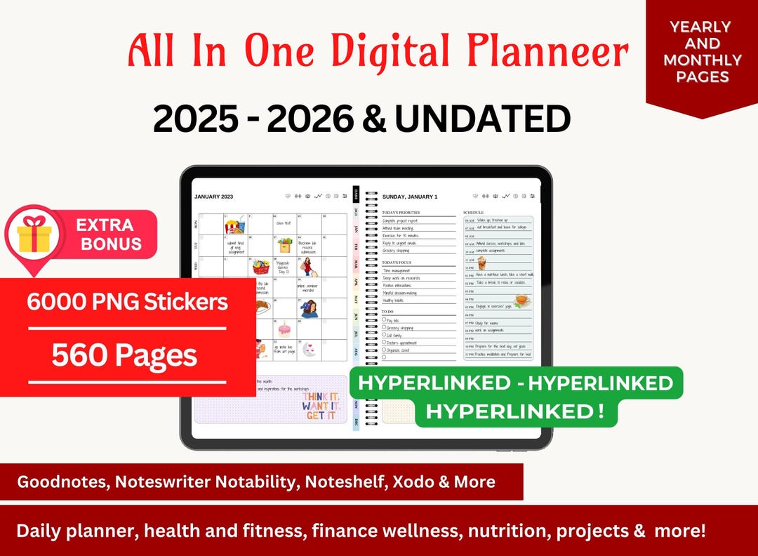 2025 - 2026 & Undated Digital Planners | PDF for Goodnotes, Notability ...