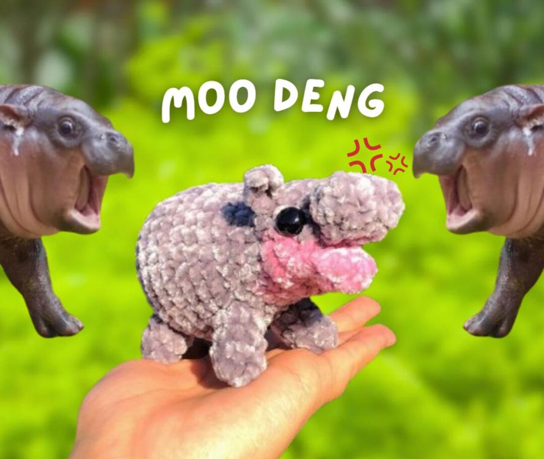Cute Moo Deng Crochet PATTERN Digital Ornament Bauble Hippo Christmas ...