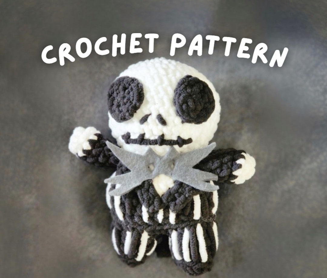 Halloween Jack Crochet Pattern Nightmare Skeleton Pumpkin Tuxedo Suit Doll Spooky Plush Soft Toy ...
