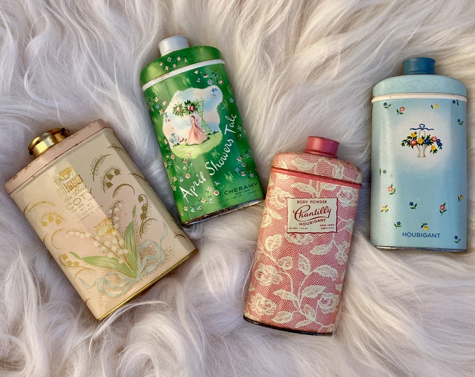 Instant Collection of Four Vintage Tin Talc Containers - Etsy