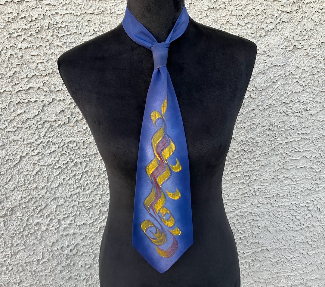 Vintage Hand Painted Blue Wide Men's Tie Abstract Batik - Etsy