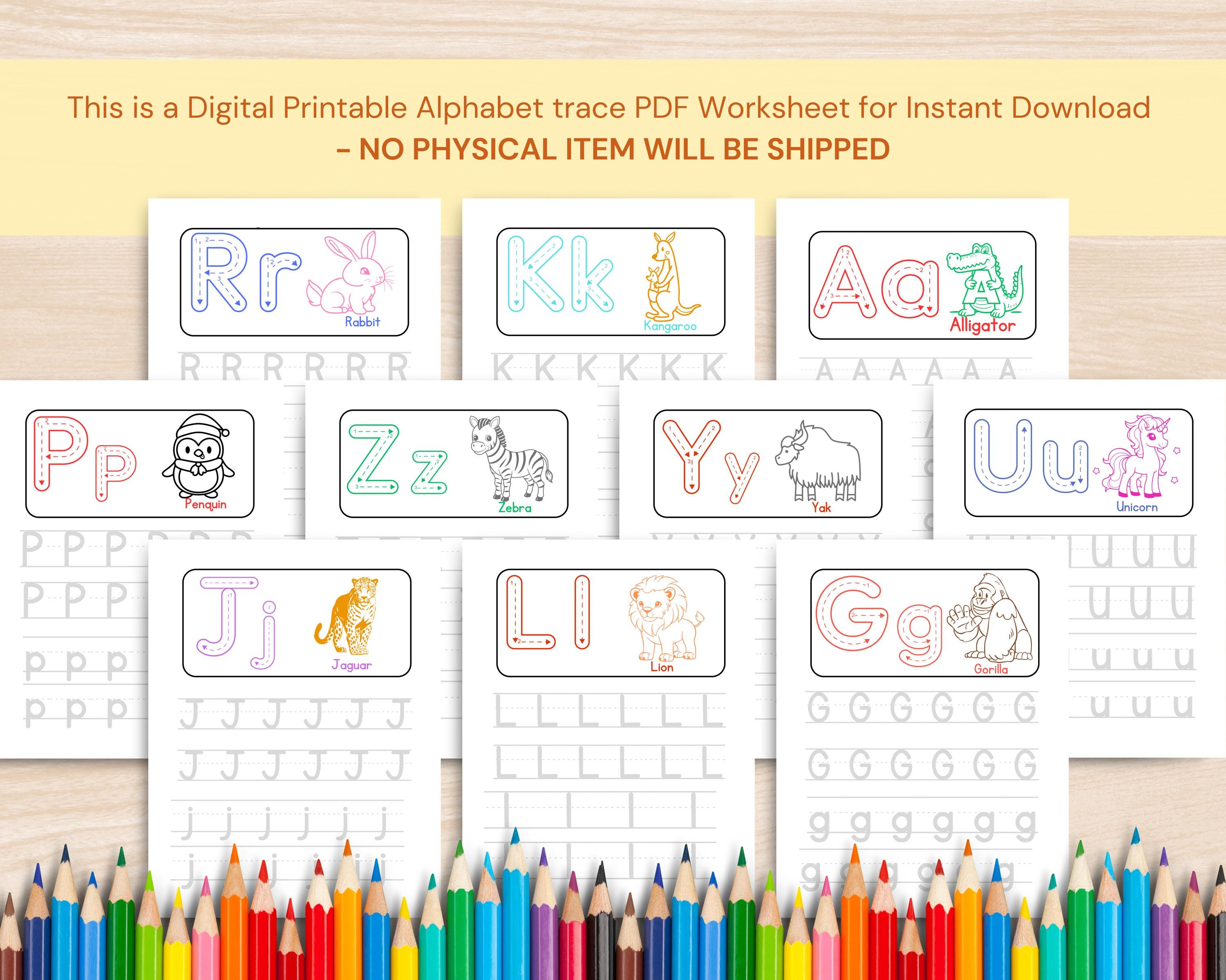 Worksheet for Pre-k Alphabet Letter Tracing Worksheet Activity for Kids ...