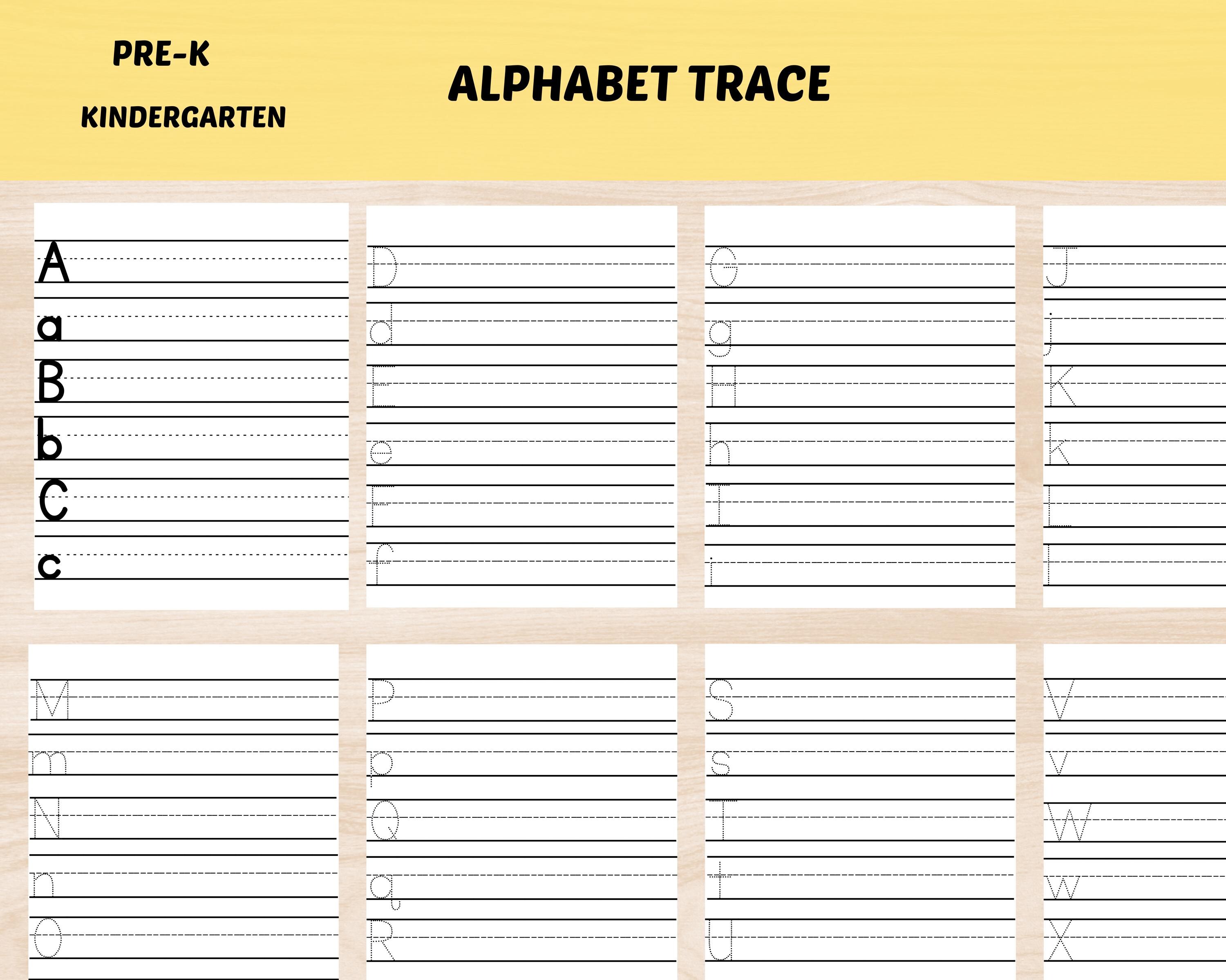 Kindergarten Alphabet Tracing Worksheet for Preschool Activity ...