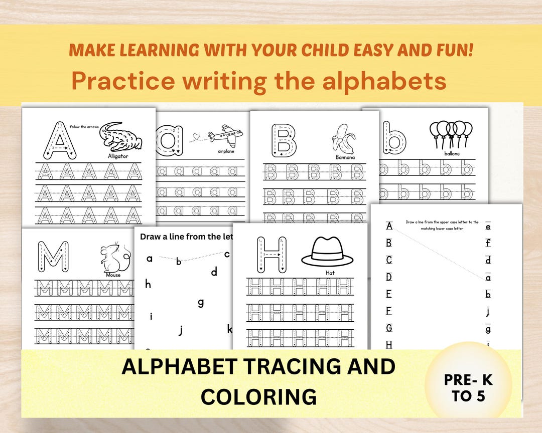 Pre-k Alphabet Letters Tracing Worksheet, Book age 4-6 Printable ...