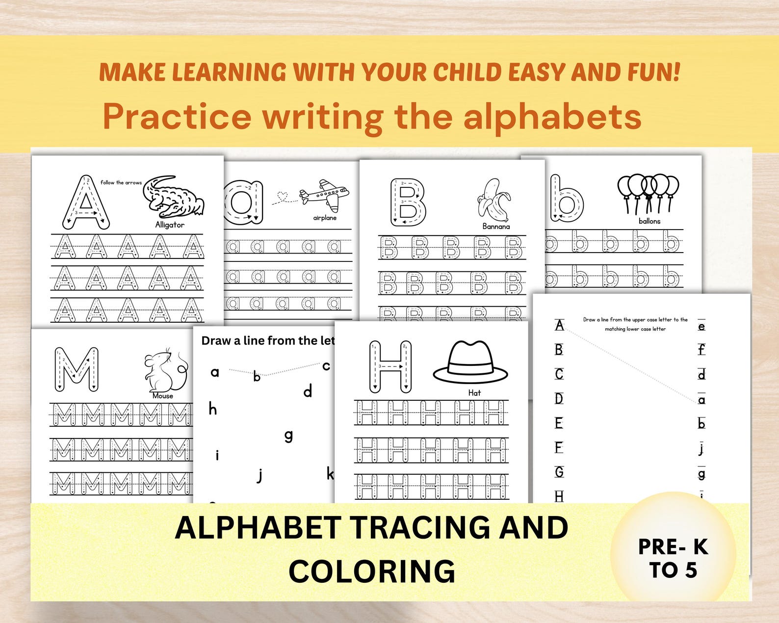 Pre-k Alphabet Letters Tracing Worksheet, Book age 4-6 Printable ...
