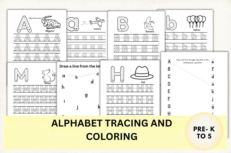Pre-k Alphabet Letters Tracing Worksheet, Book age 4-6 Printable ...