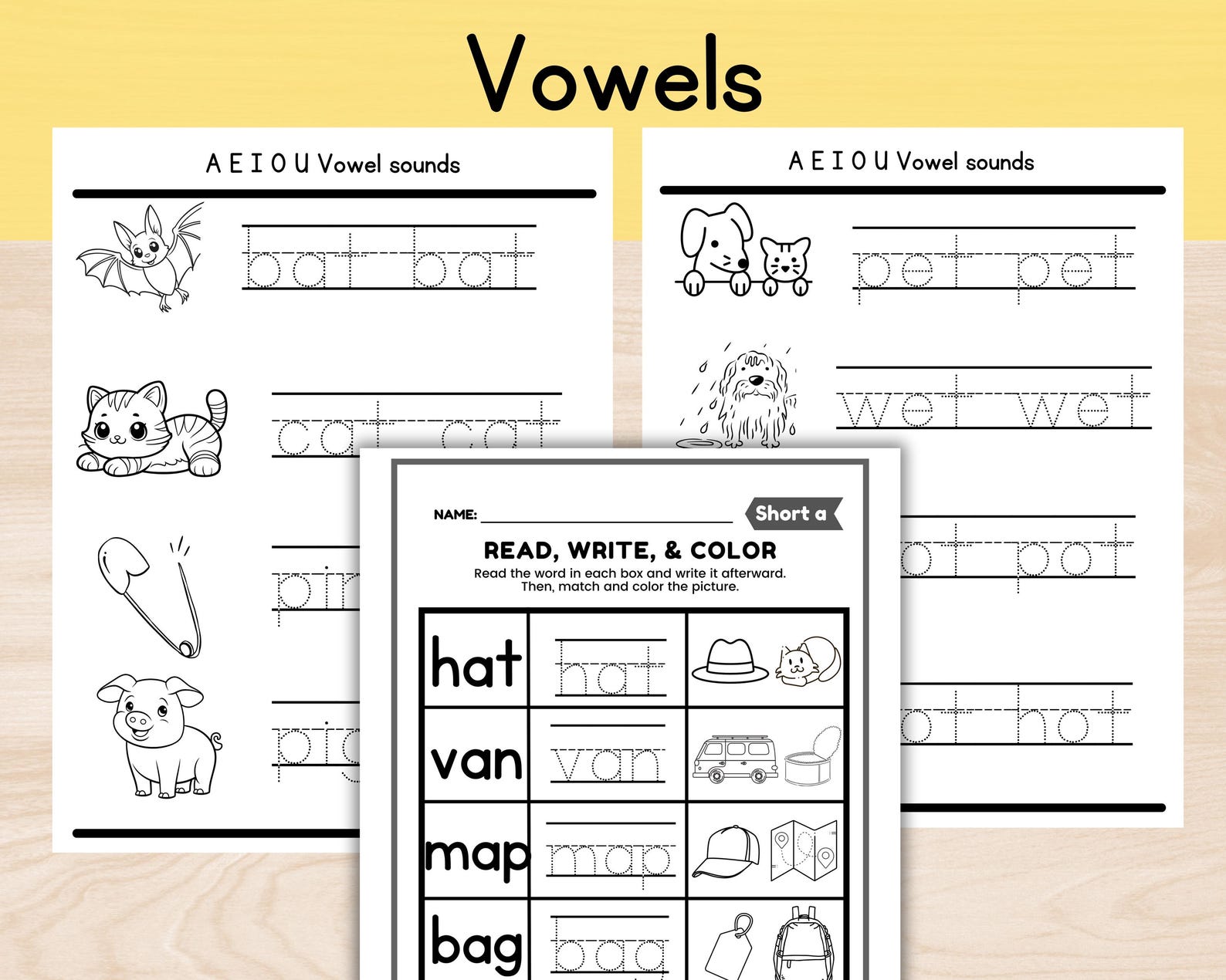 Sight Word Alphabet and Numbers Vowels With Tracing Worksheet for Pre-k ...