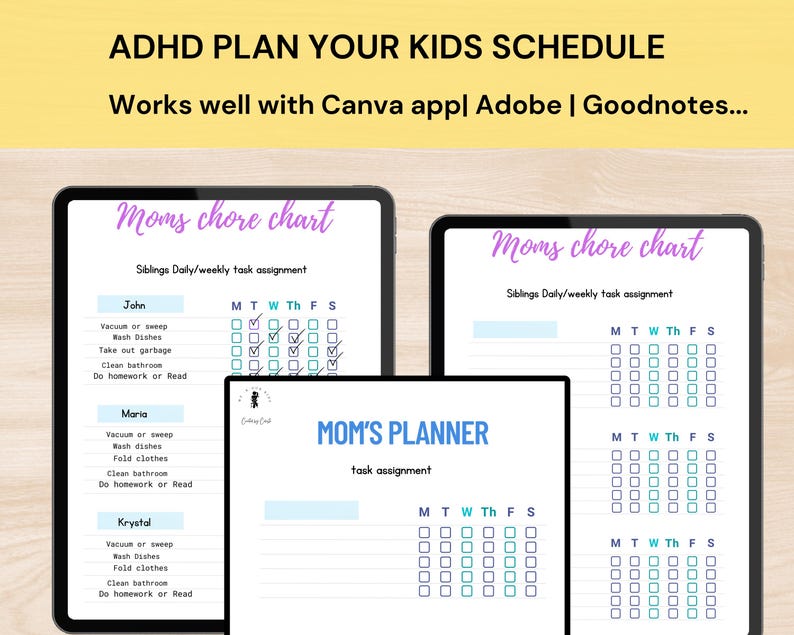 ADHD Digital Chore Chart Expense Tracker for Paycheck Budget Finance ...