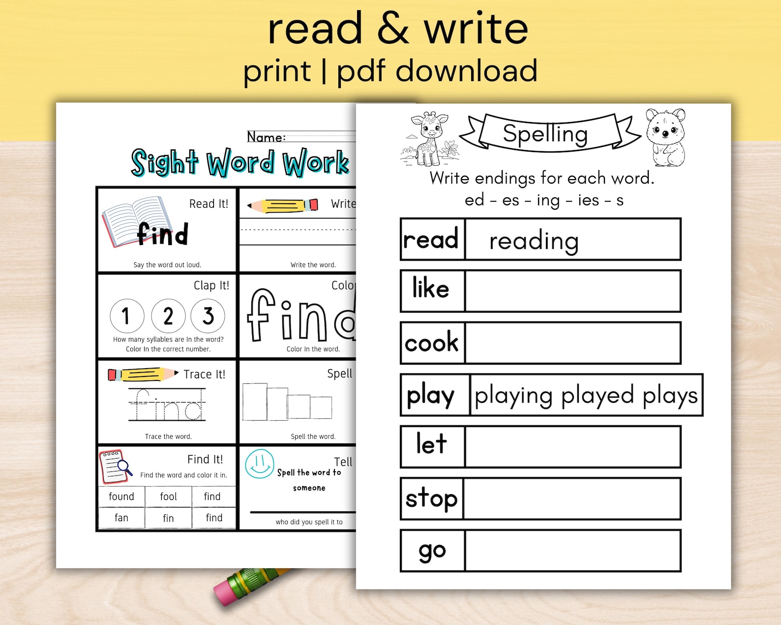 Second Grade Sight Words Spelling Worksheet Trace and Write First Grade ...