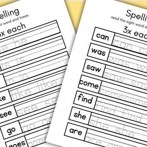 Kindergarten Sight Words First Grade Spelling Worksheet Trace and Write ...