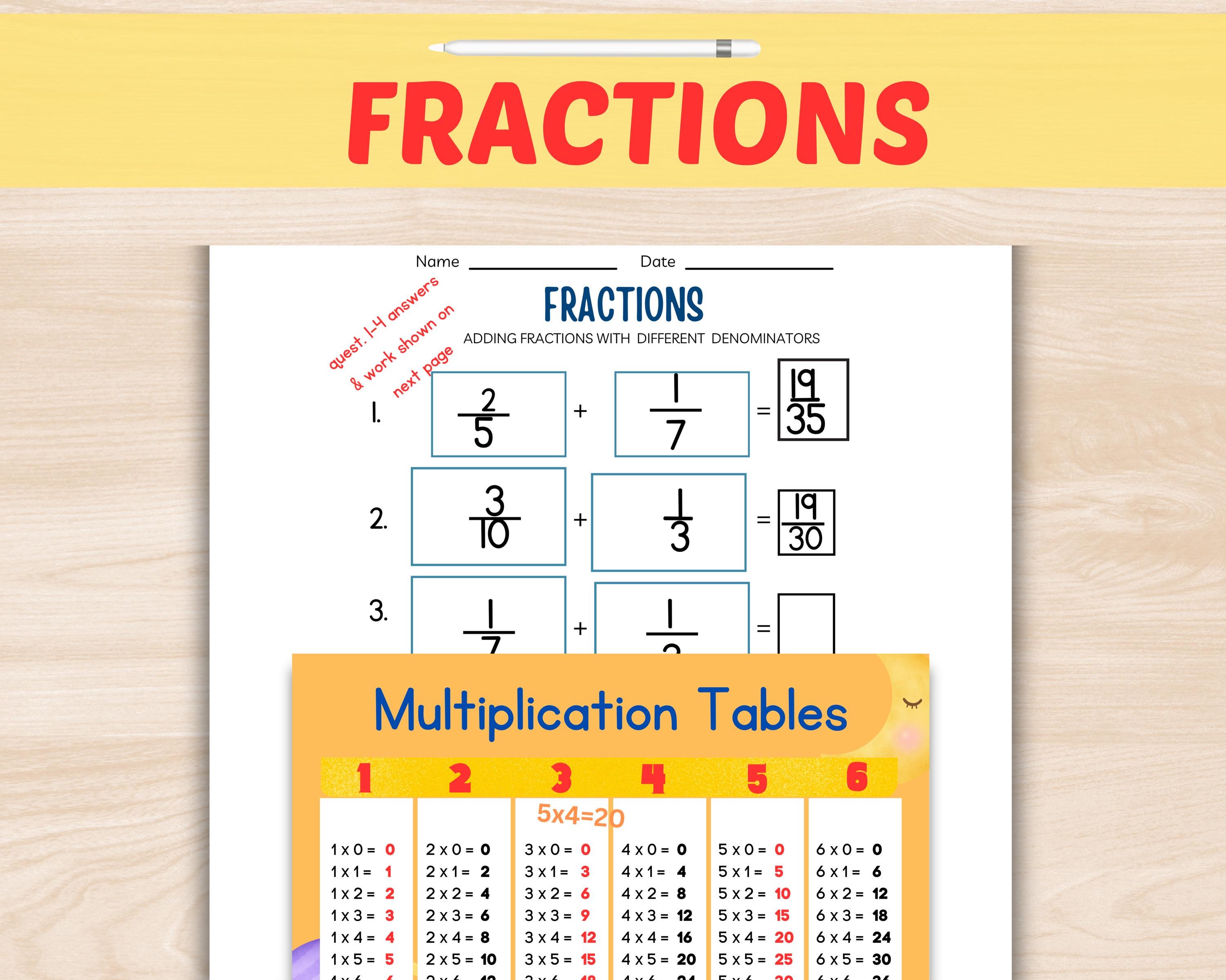 Fraction Worksheet math Worksheet for 3rd and 4th Grade Multiplication ...