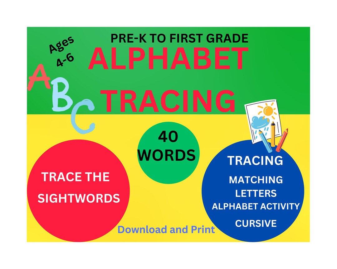 Sightwords Alphabet Worksheet for Pre-k and 1st Grader Trace the ...