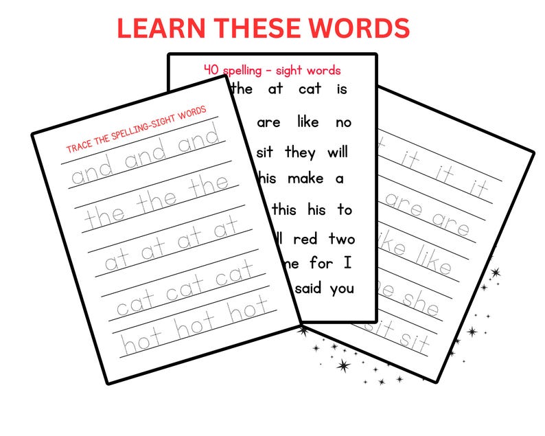 Sightwords Alphabet Worksheet for Pre-k and 1st Grader Trace the ...