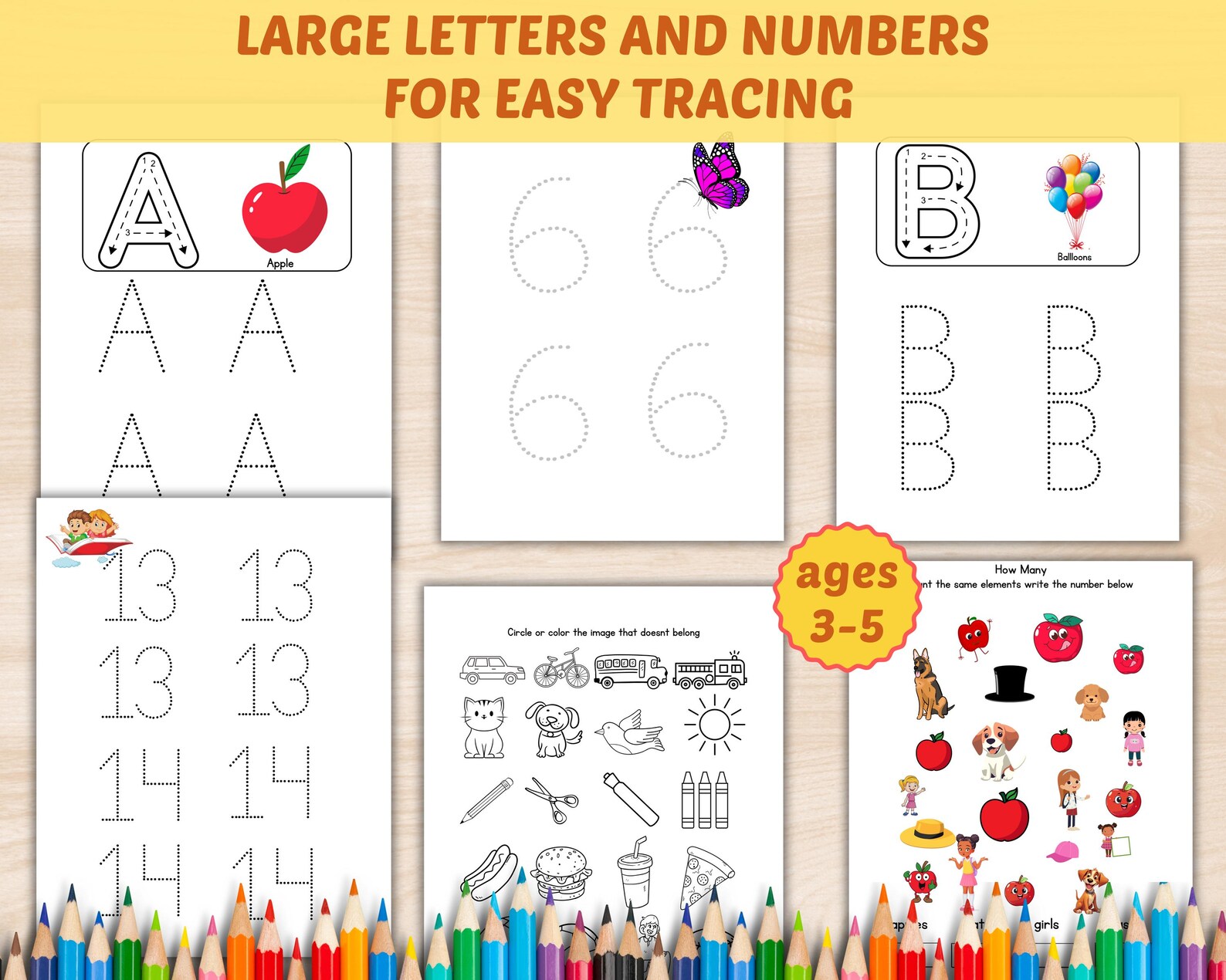Alphabet Worksheets Number Tracing Worksheet Preschool Large Numbers ...