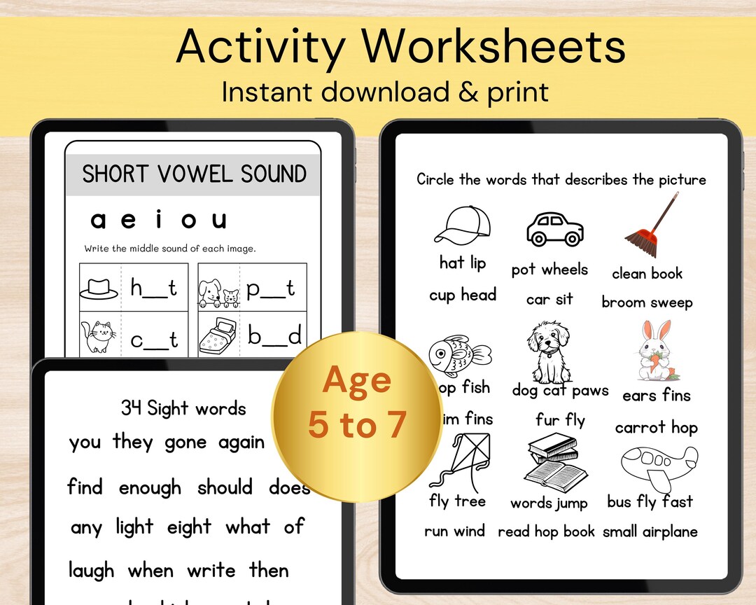 Kids Activity Book for 1st Grade Sight Word Worksheet and Spelling ...