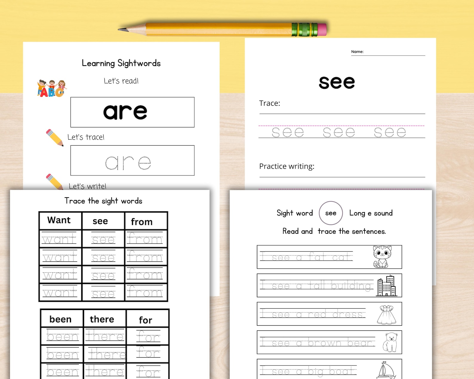 Kindergarten Spelling & Alphabet Tracing Worksheets (PDF) - Etsy