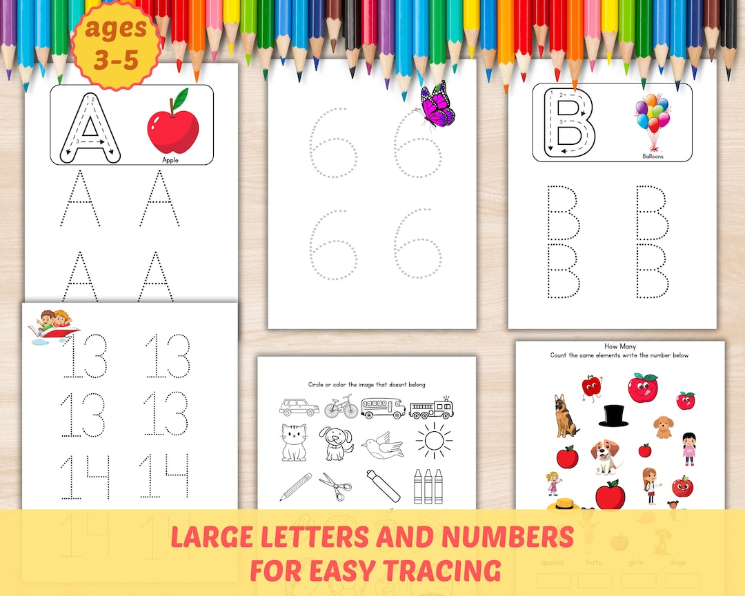 Alphabet and Number Tracing for Preschool, Extra Large Numbers for Easy ...
