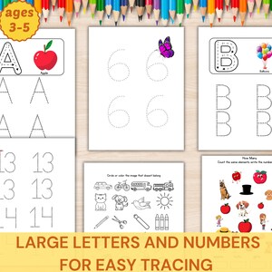 Alphabet Worksheets & Number Tracing Worksheet for Preschool Large ...