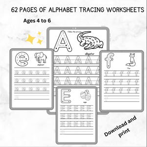 Pre-k Alphabet Letters Tracing Worksheet, Book age 4-6 Printable ...