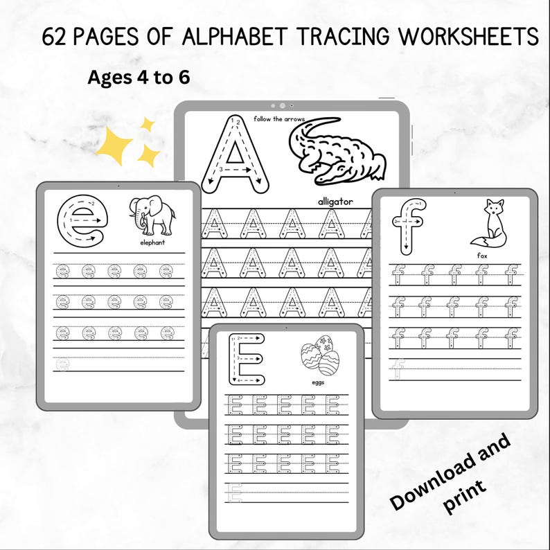 Pre-k Alphabet Letters Tracing Worksheet, Book age 4-6 Printable ...