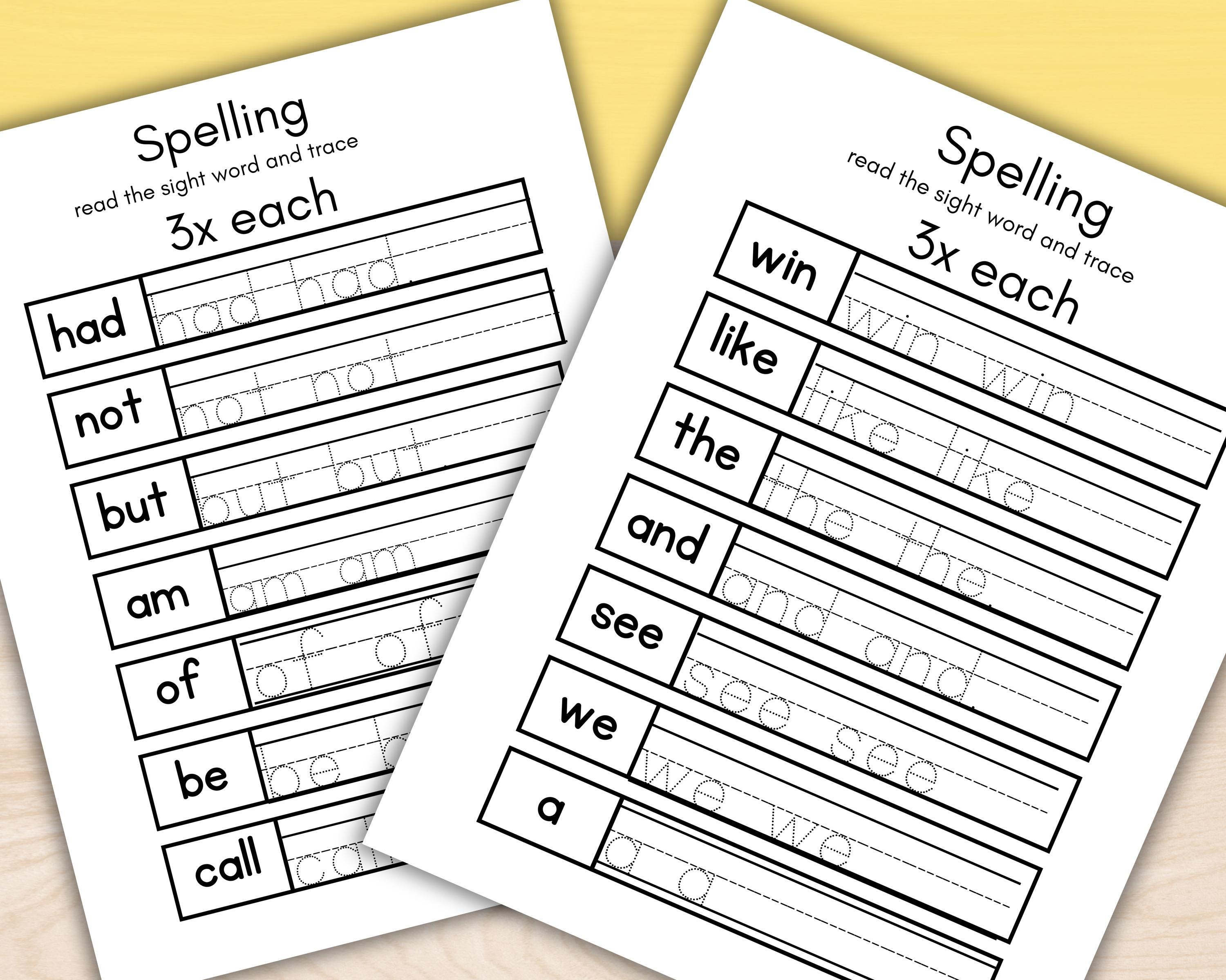 Sight Words Pre-k Kindergarten Spelling Worksheets Alphabet Tracing ...