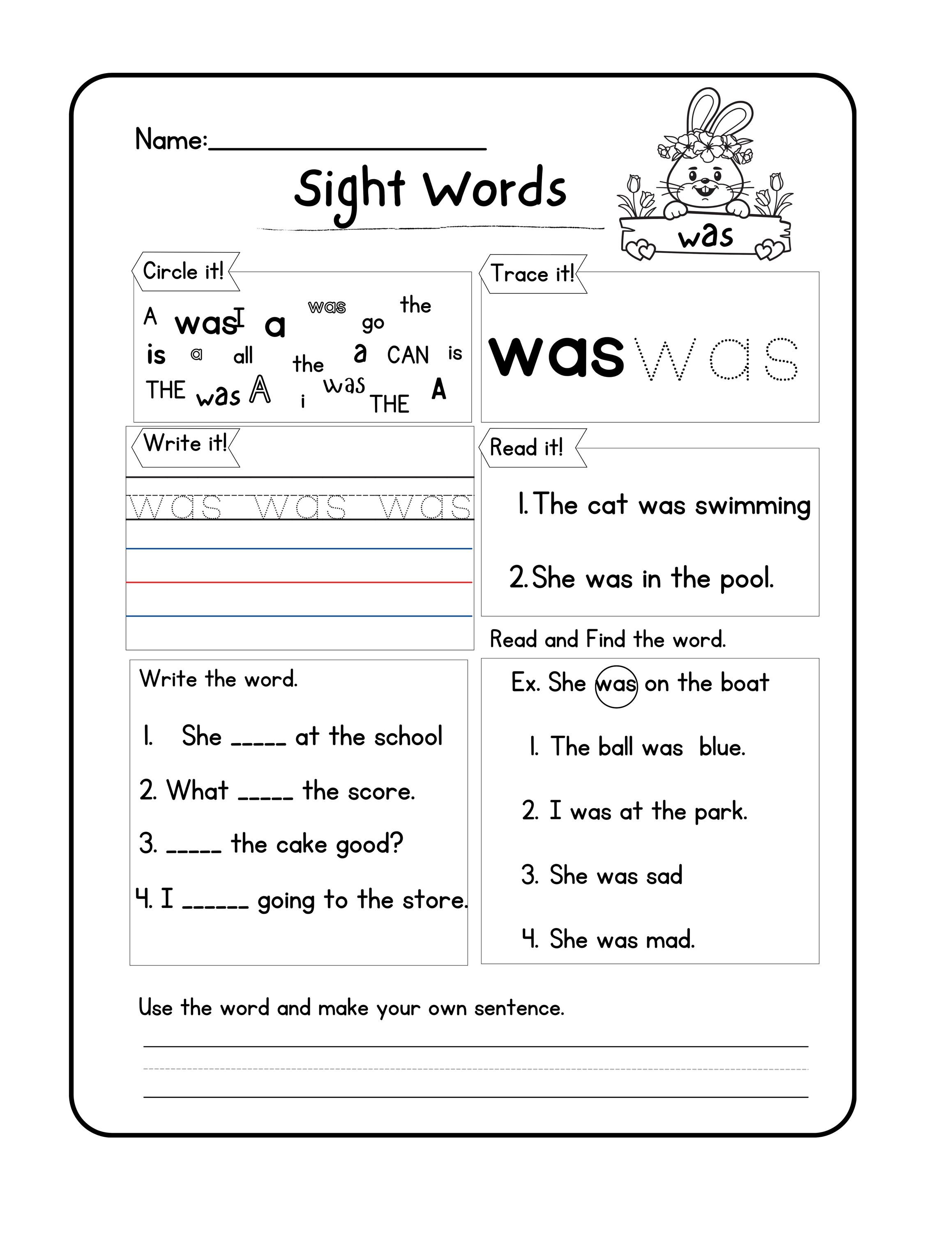 Sight Words Pre-k Kindergarten Spelling Worksheets Alphabet Tracing ...