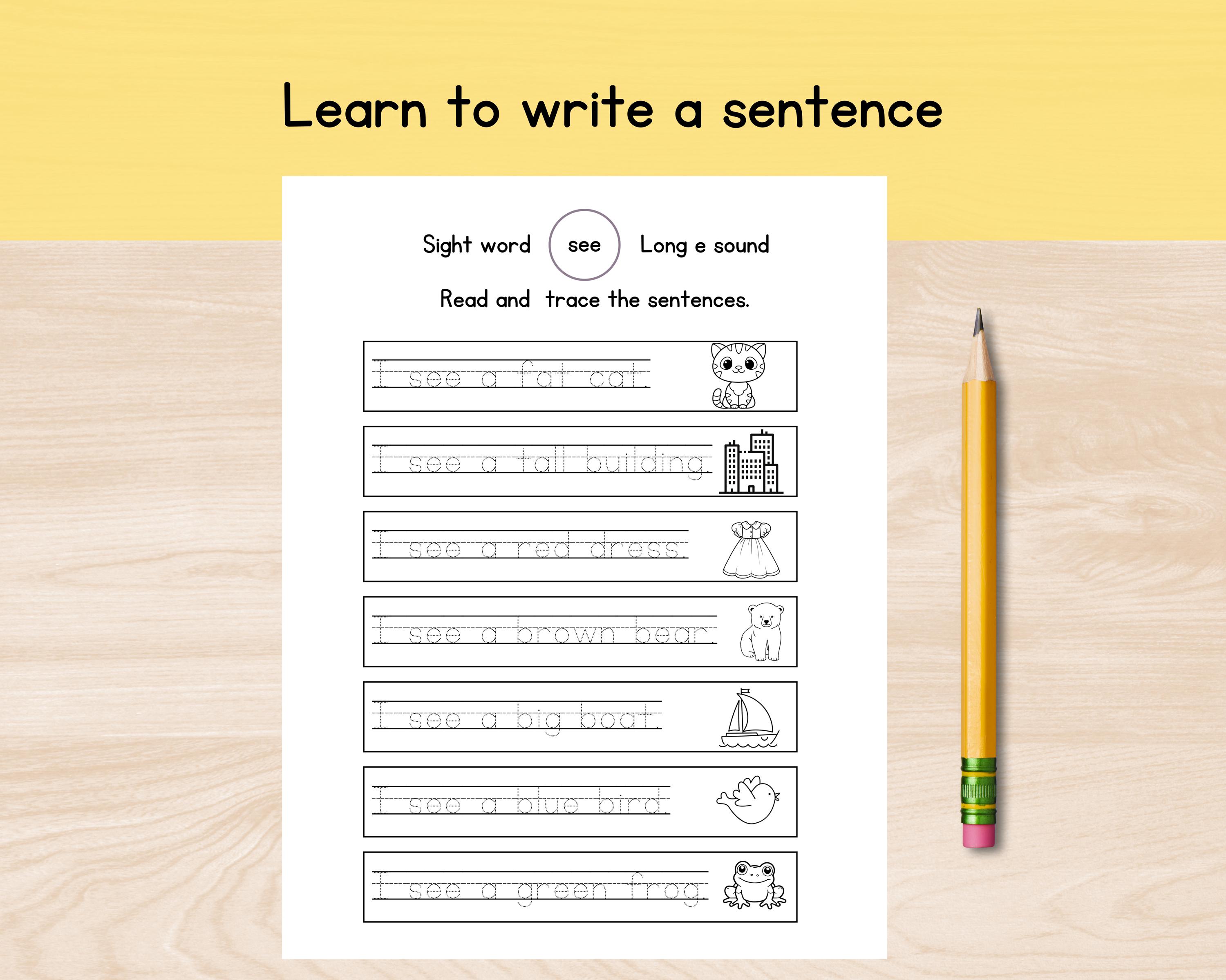 Kindergarten Sight Words Kids Alphabet Sound With Tracing Worksheet for ...
