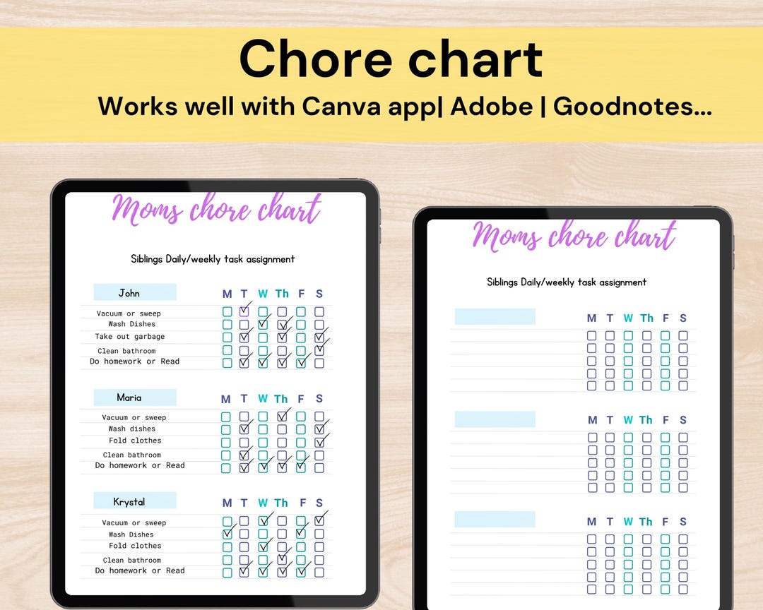 Notions for Kids| Kids Check List | Printable Chore Chart| Mom's Chore ...