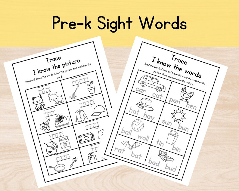 Sight Words Pre-k Kindergarten Spelling Worksheets Alphabet Tracing ...
